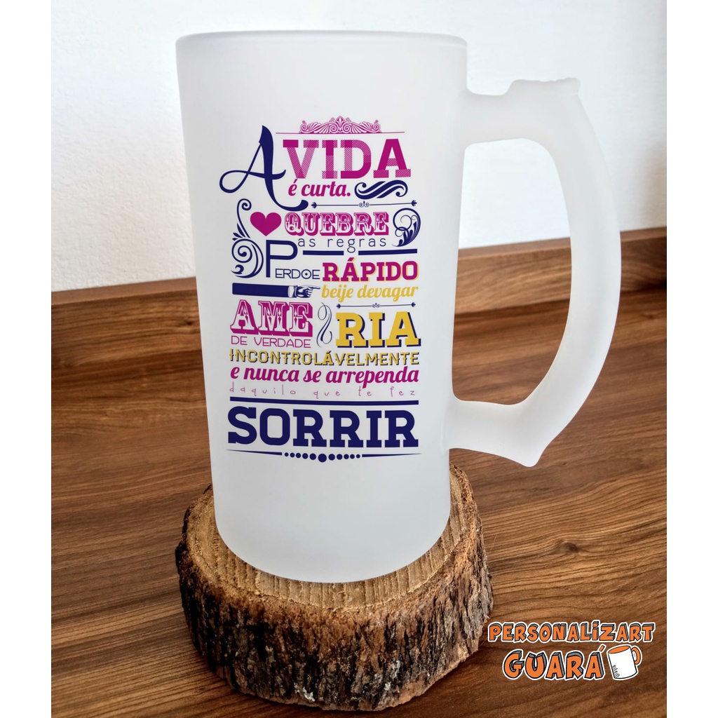 Caneca De Chopp Cerveja Personalizada Vidro Jateada 500 Ml Shopee Brasil