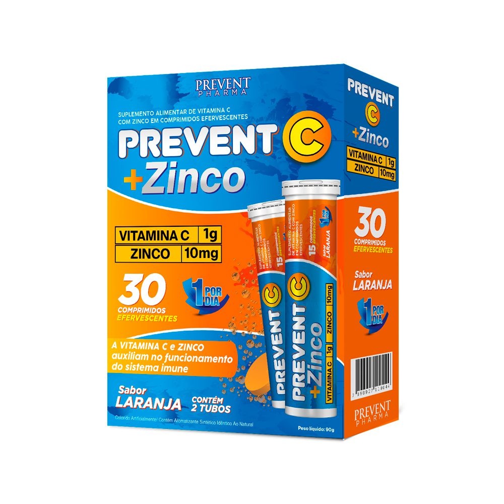 PREVENT C + ZINCO EFERV 30 CP VITAMINA C Prevent Pharma | Shopee Brasil