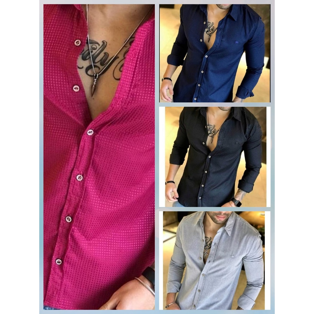 camisa masculina sport chic manga longa luxoar | Shopee Brasil