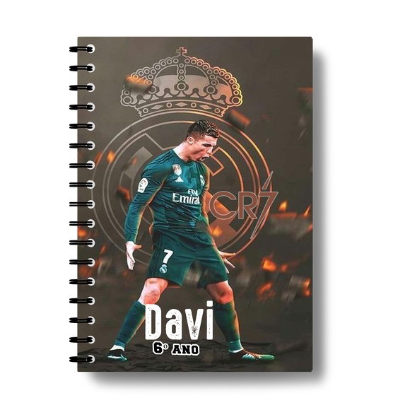 Caderno Espiral Personalizado - Cristiano CR7- (encapado) | Shopee Brasil