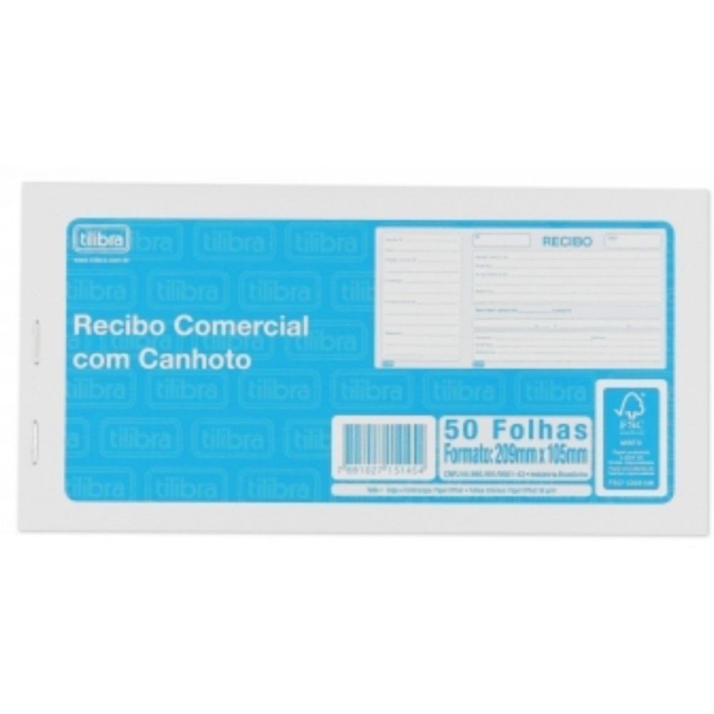 RECIBO COMERCIAL COM CANHOTO TILIBRA 206MM X 105MM C/50FOLHAS | Shopee Brasil