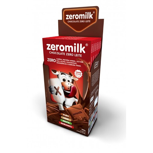 Zeromilk Chocolate 40% Cacau Sabor Morango 80g Display 6 Unidades Zero ...