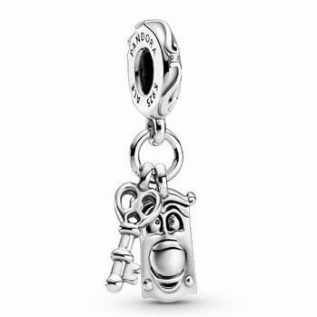 promoção hoje🔥🔥S925 Prata Banhado Pandora Charme Disney Alice Chave ...