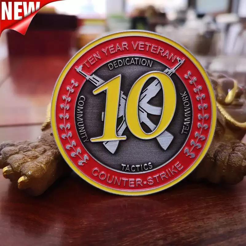 Cs Go Counter Strike Moeda 10 Anos De Serviço Veterano Challenge Coin ...
