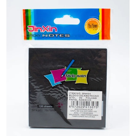 Bloco Adesivo PRETO Jinxin 90 folhas | Shopee Brasil