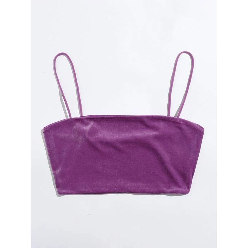 Top Cropped Veludo Roxo Glamour Alcinha | Shopee Brasil