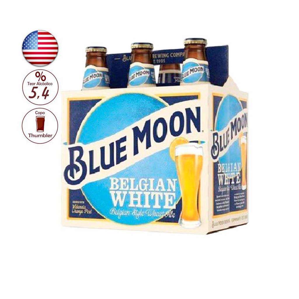 Cerveja Blue Moon Pack 6 Garrafa 355ml | Shopee Brasil