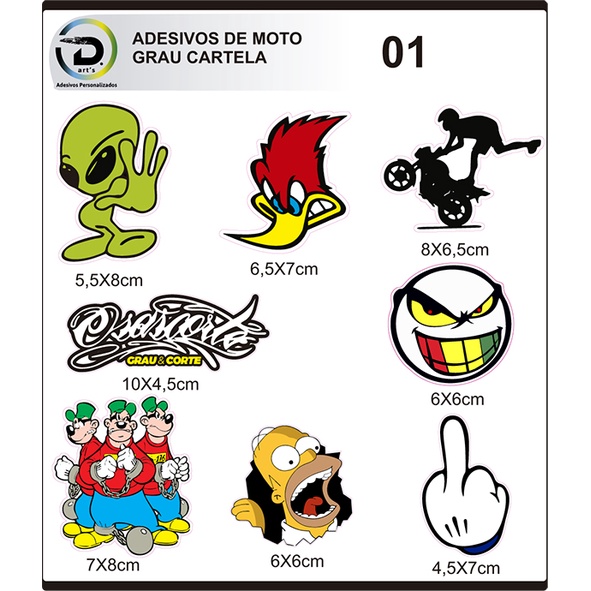 Kit Cartela Adesivos Personalizados Carro Moto Bike Moto 01 | Shopee Brasil