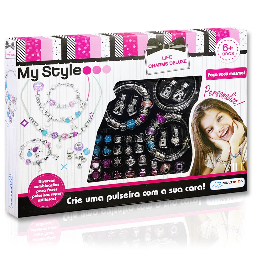 Kit de Pulseiras Life Charms Deluxe Personalizável com +100 Charms ...