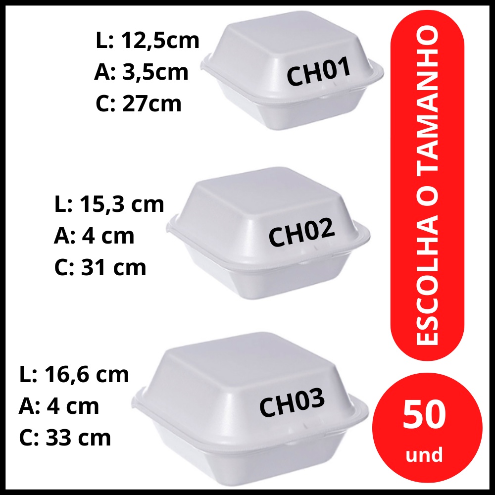 Hamburgueira CH01/CH02/CH03 - 50unid - Escolha o Tamanho | Shopee Brasil Hamburgueira CH01/CH02/CH03 - 50unid - Escolha o Tamanho | Shopee Brasil