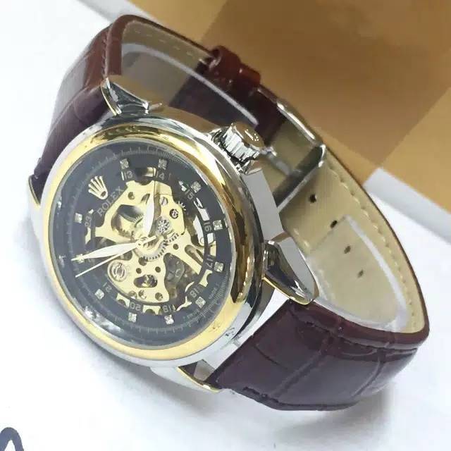 Relógios Masculinos Automático Rolex Clássico Couro Esqueleto 37mm ...