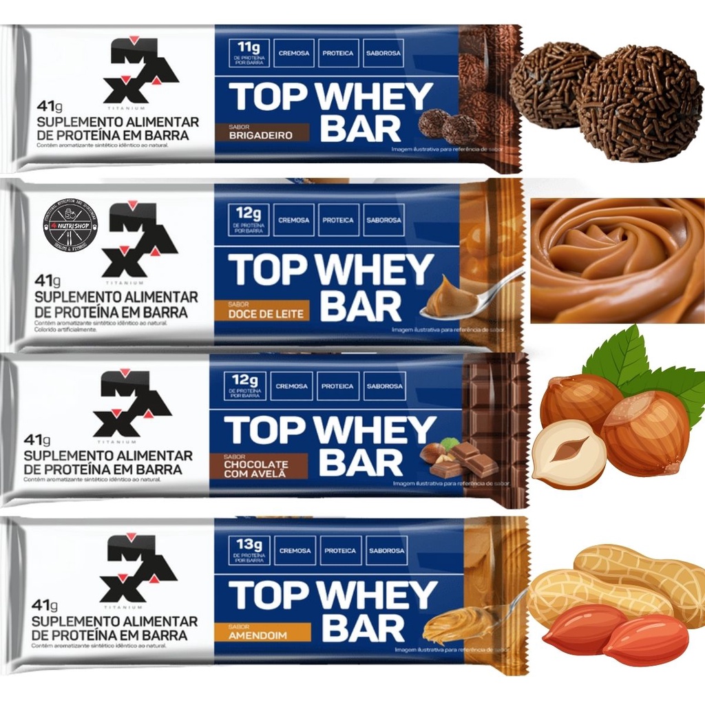 Protein Whey Bar Max Titanium Barra de Proteina Top Whey 12un | Shopee ...
