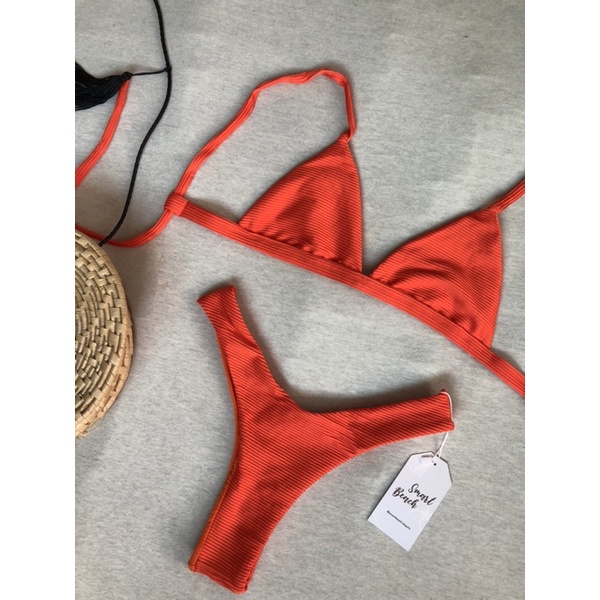 Biquini Basic canelado laranja | Shopee Brasil
