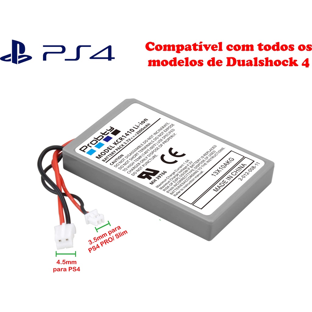 Bateria Controle Playstation PS4 Fat PS4 Pro e PS4 Slim 1800mah Real ...