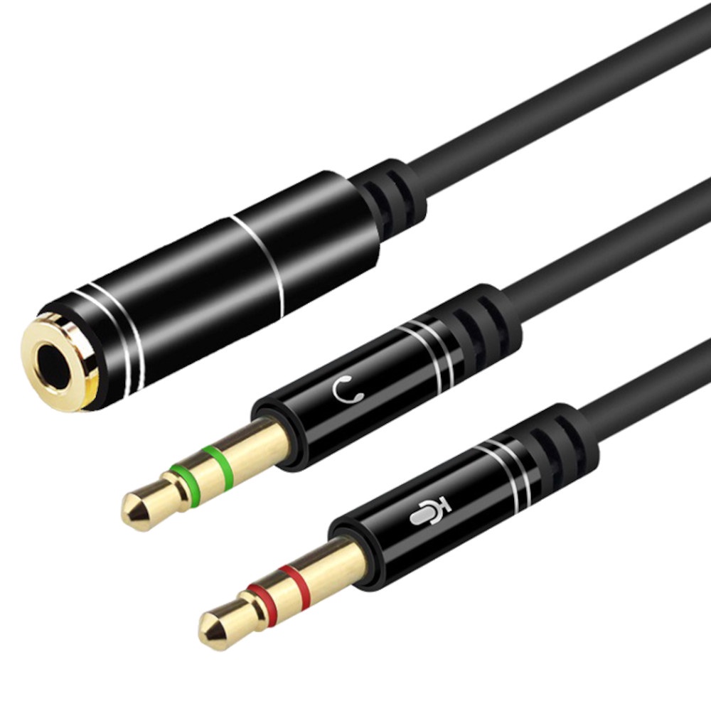 Cabo Adaptador de Audio P2 Duplo P/ Headset e Fone 1-P3 Fêmea x 2-P2 ...