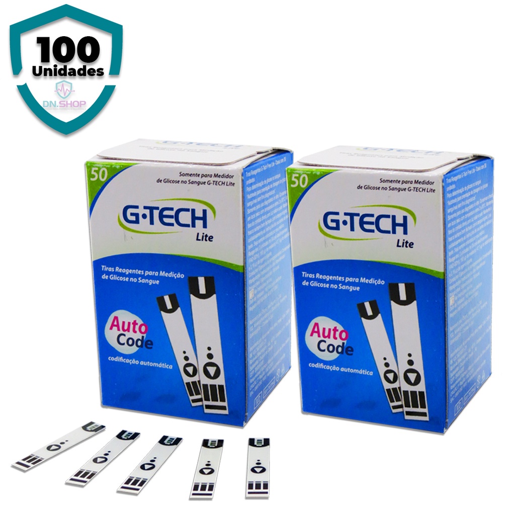 Tiras Reagentes G-tech Lite Teste De Glicemia - 100 unidades | Shopee ...