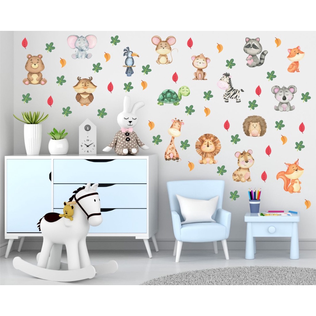 Kit 56 Adesivo Safari Zoo Bichinhos Animais Cartela Folhas e Matinhos | Shopee Brasil