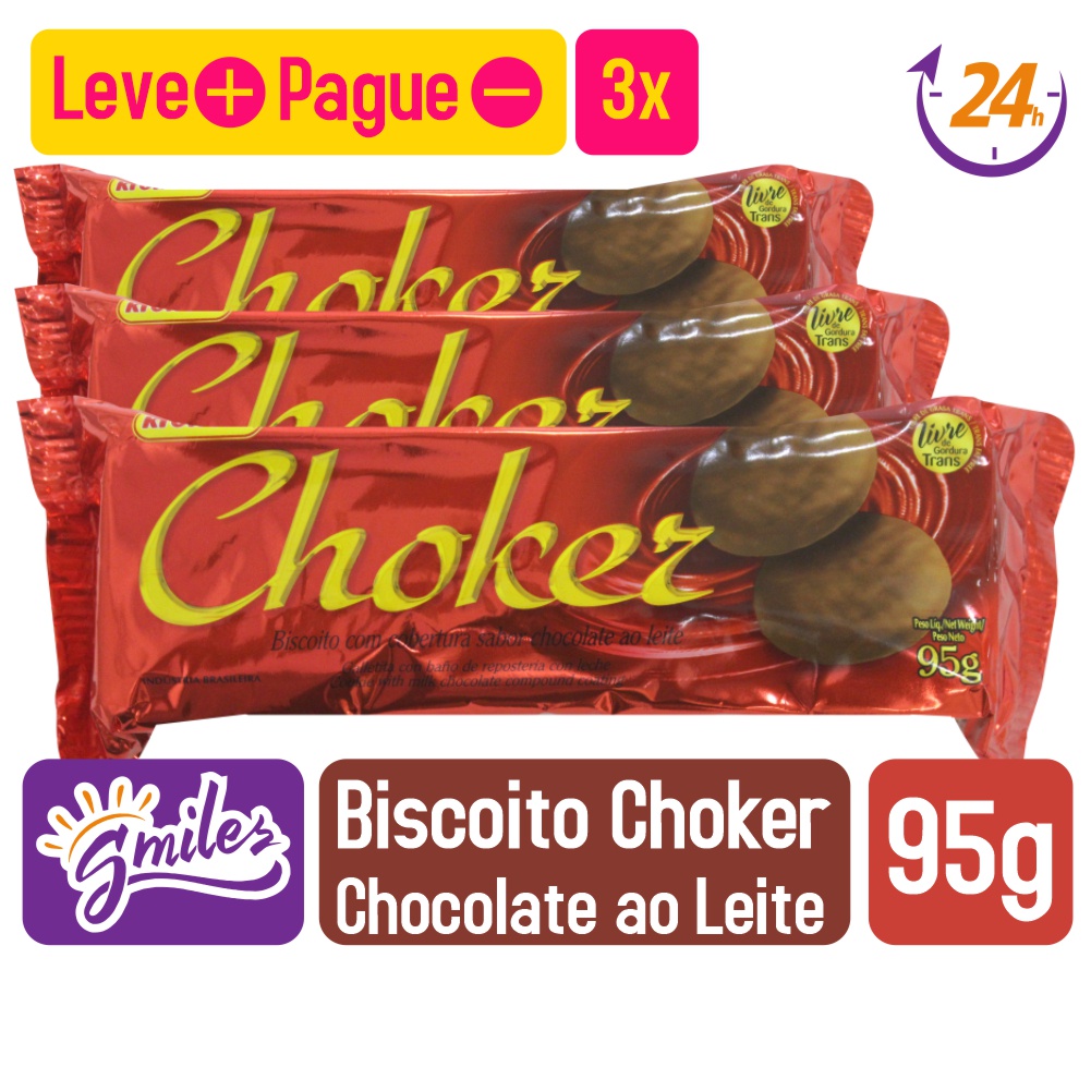 Biscoito Choker Cobertura de Chocolate Krokero 95g - LEVE 3 | Shopee Brasil