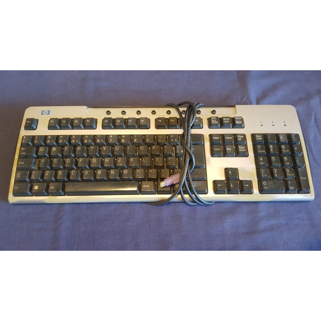 Teclado HP antigo - tipo Ps2 (preto / prata) | Shopee Brasil