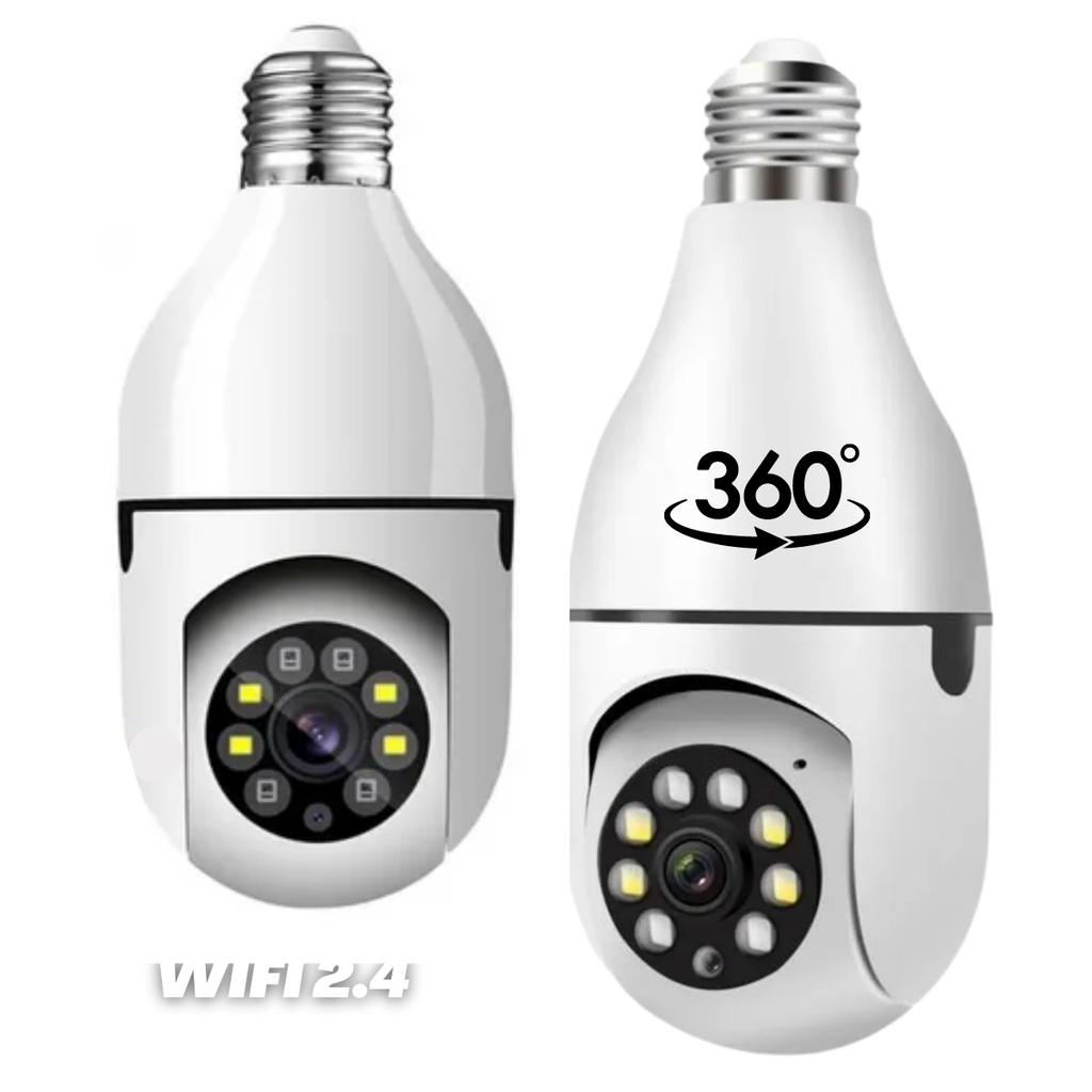 Lampada Camêra Giratória 360° Wifi Visão Noturna Colorida com Detector ...