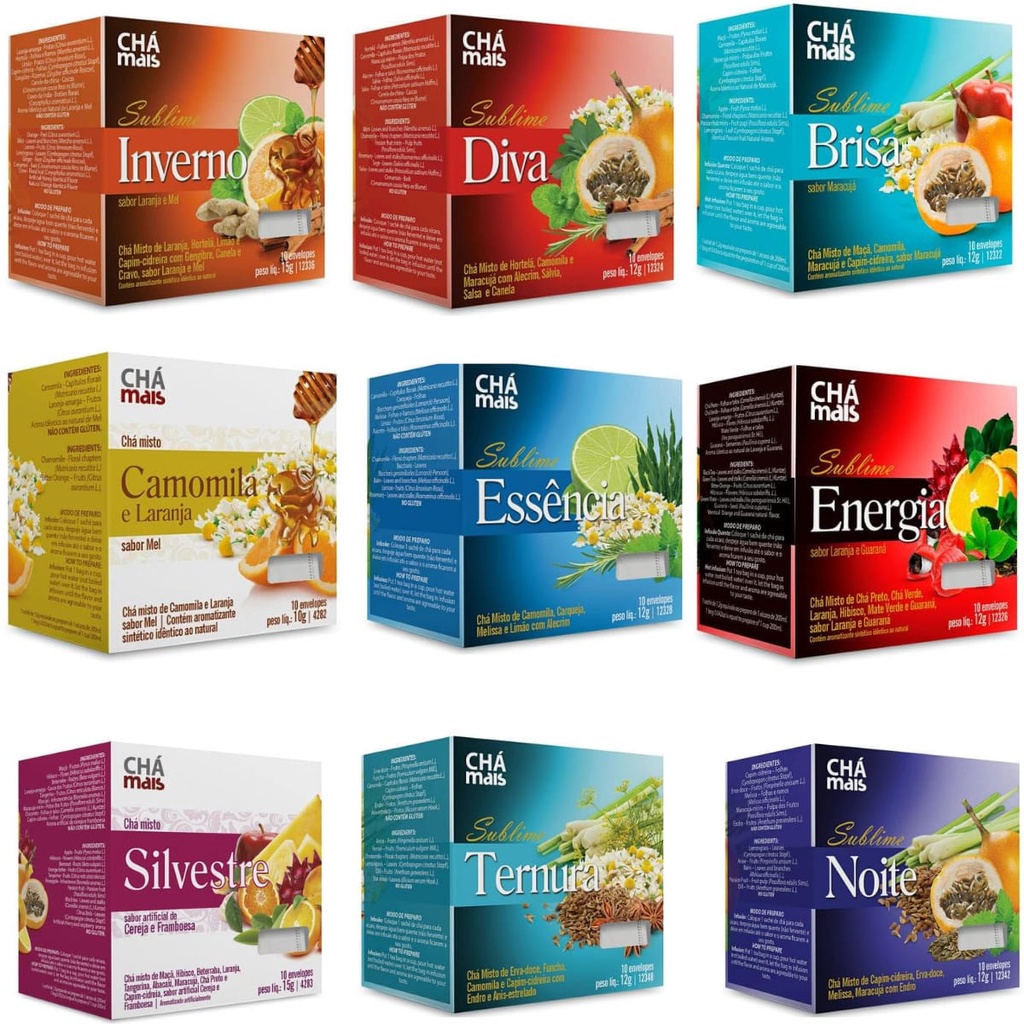 Chá em Sachê Sabores Especiais Linha Sublime - Caixinha de chá com 10 ...