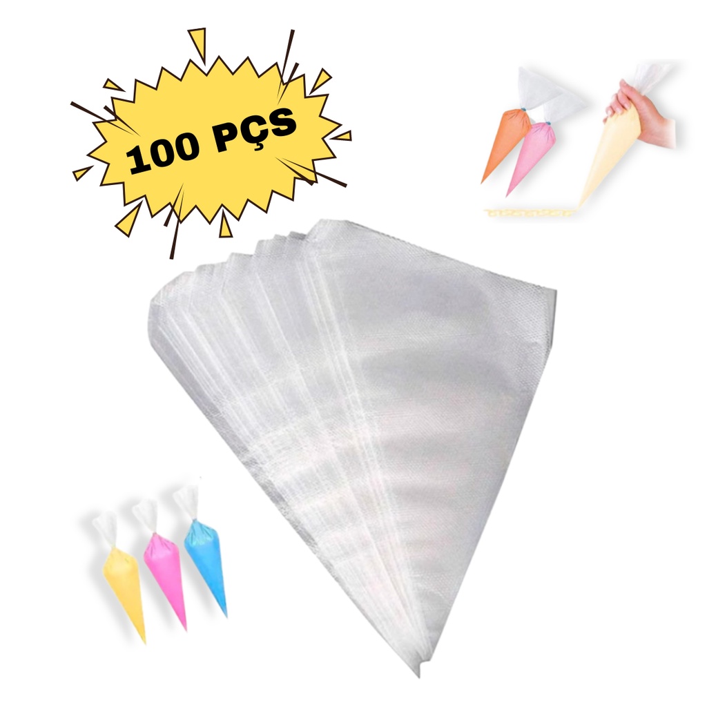 Saco De Confeitar Descartavel C/100 Unidades Manga para Decorar Bolo ...