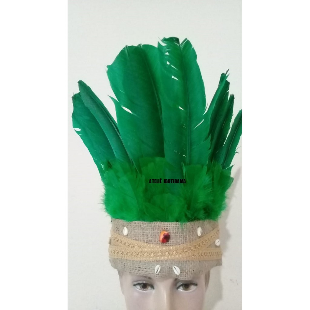 Penacho, cocar indígena verde - caboclo, Oxóssi - Umbanda e Candomblé | Shopee Brasil