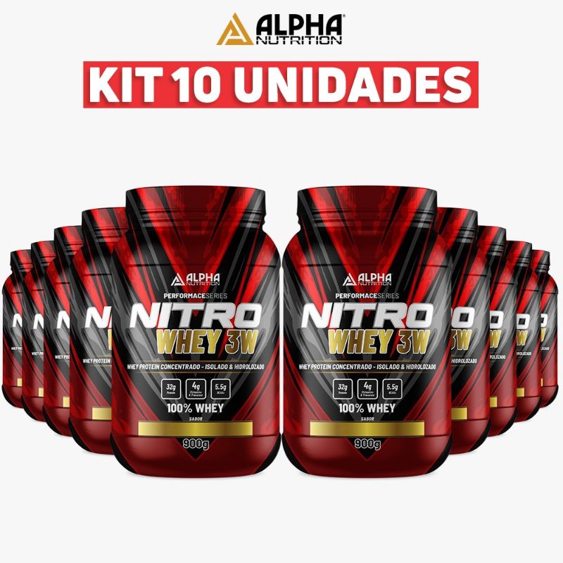 Kit 10 whey nitro Alpha nutrition 907g | Shopee Brasil