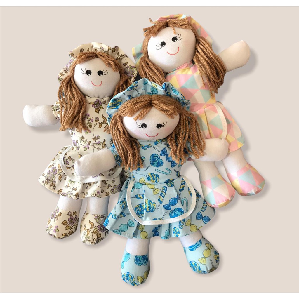 Boneca De Pano 30 Cm Lindos Vestidos Cores Sortidas Boneca Para ...