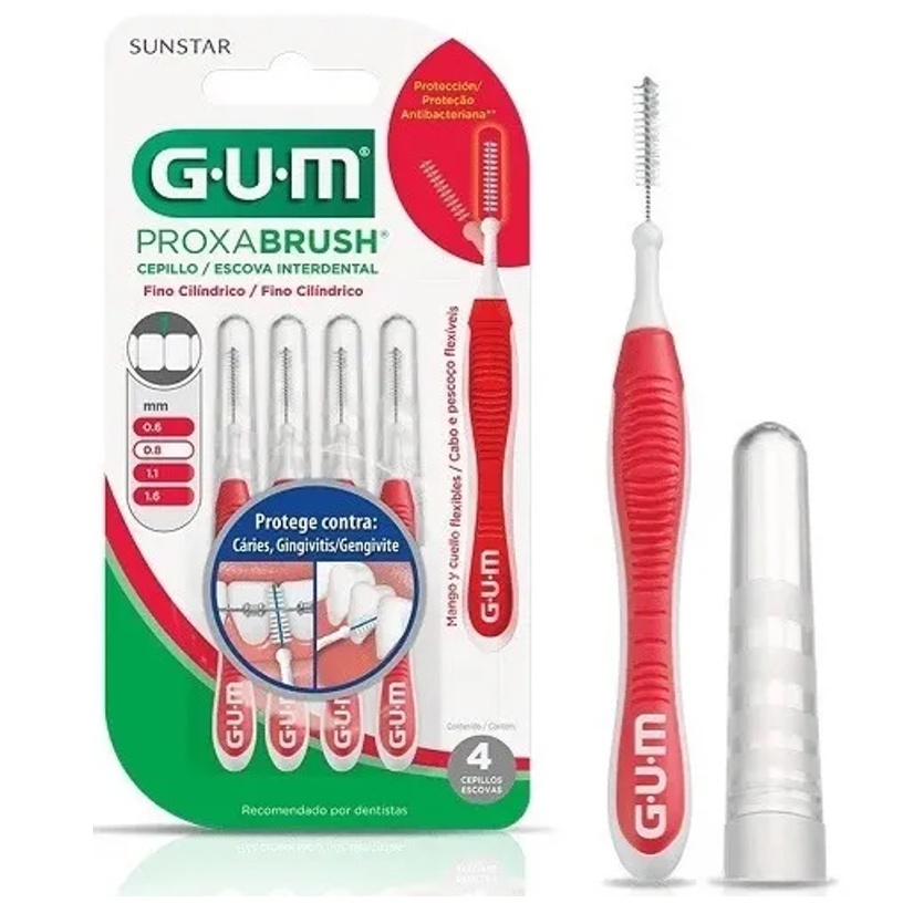 Escova Interdental Proxa Brush 0.8 Fina Vermelha C/4 Gum | Shopee Brasil