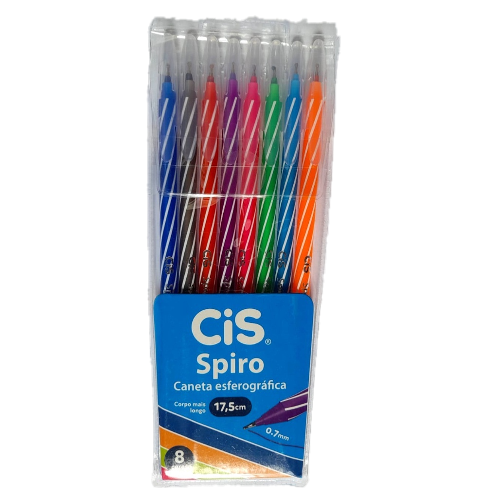 Estojo com 8 Cores CIS SPIRO Caneta esferográfica 0,7MM | Shopee Brasil