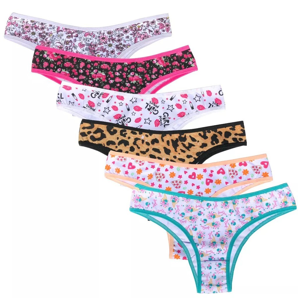 Kit 10 Calcinhas Tanga Estampada Sortida - Microfibra - Calsinha ...