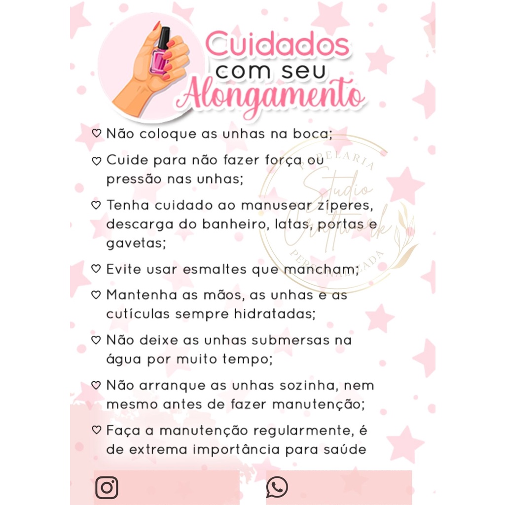 Flyer/Carta/Folheto Cuidados com seu Alongamento de Unha com 50 folhas ...