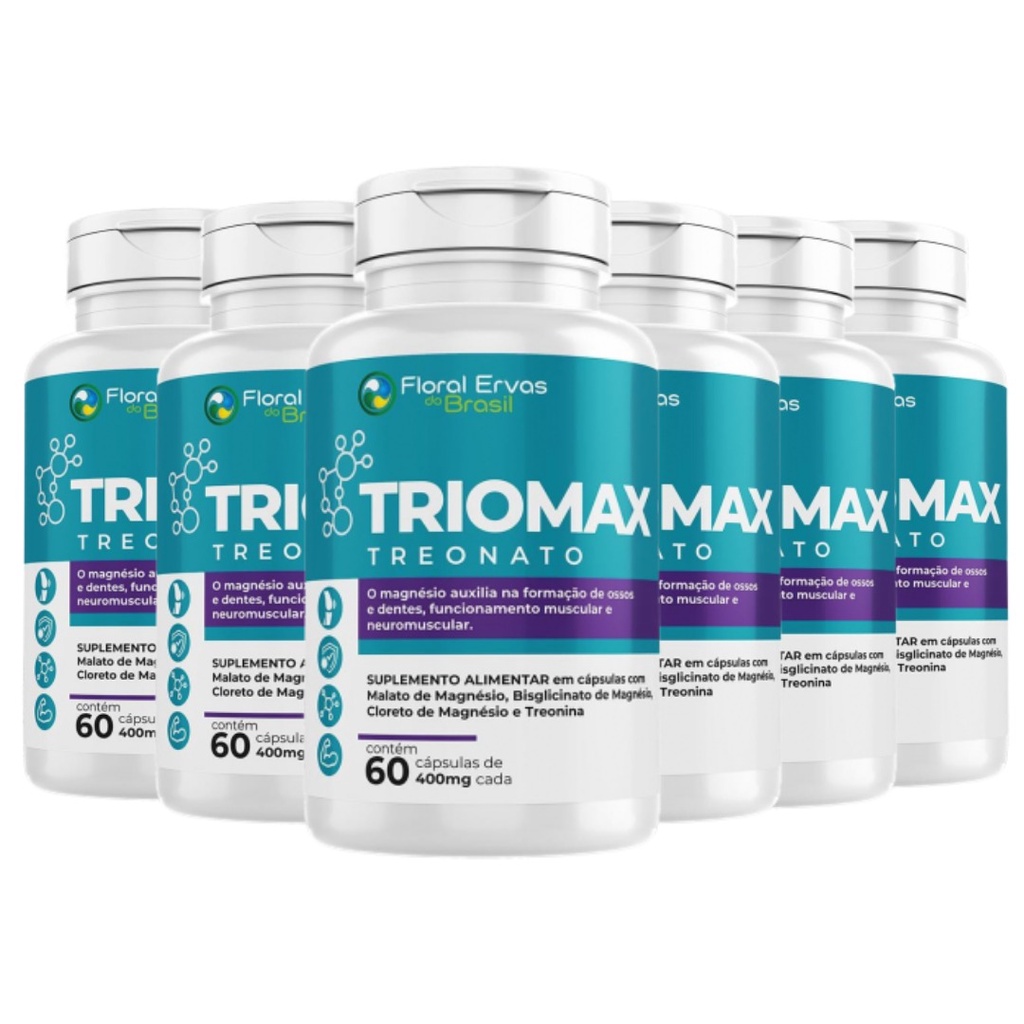 TRIOMAX 6x 60 Cápsulas, Fonte de Magnésio: Treonato, Dimalato, Quelato ...