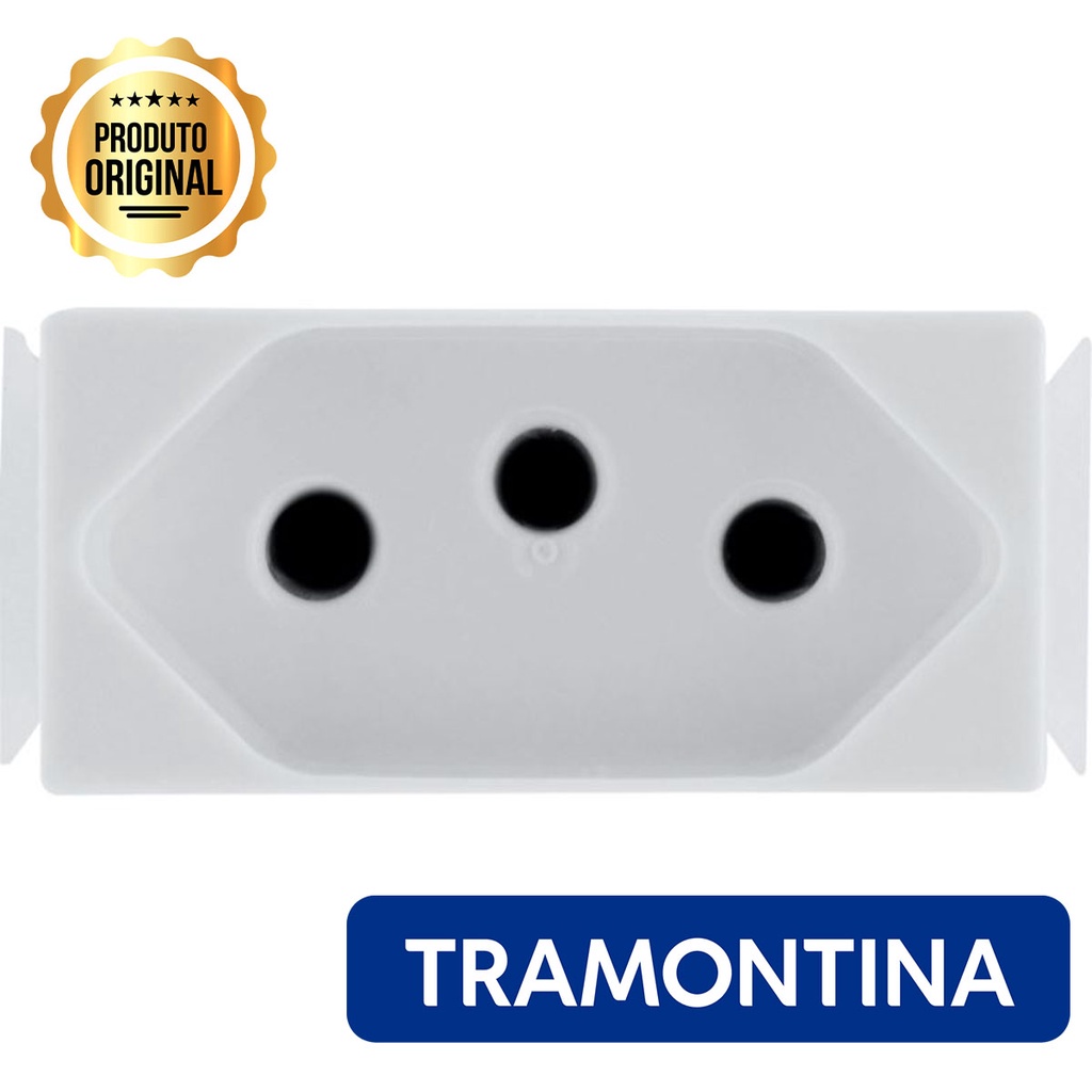 Tomada 2P+T 20A/250V Aria Branco - 57217/032 - Tramontina | Shopee Brasil