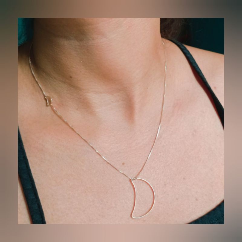Colar Lua Vazada Fabricada em Prata 925 | Shopee Brasil