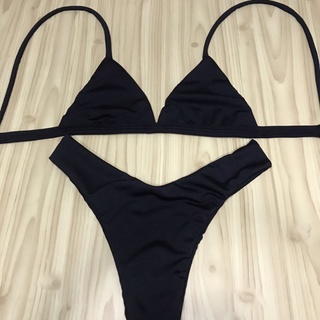 conjunto biquini preto - top cortininha fixo e calcinha asa delta ...