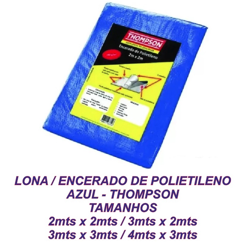 Lona Encerado Azul com 2x2mts, 3x2mts, 3x3mts e 4x3mts - THOMPSON | Shopee Brasil
