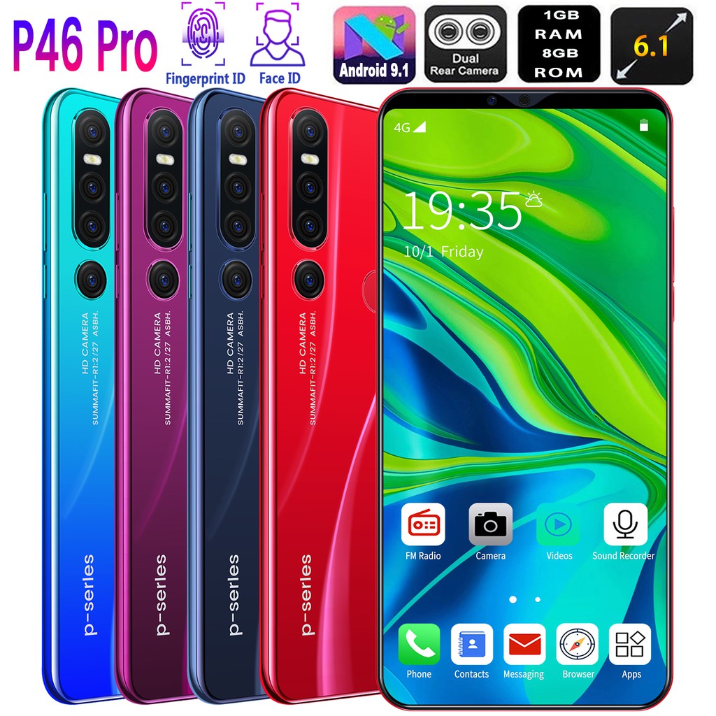 Celular 6.1 Polegadas P46 Pro Android 9.1 Full-Screen (1G Ram + 8g Rom ...