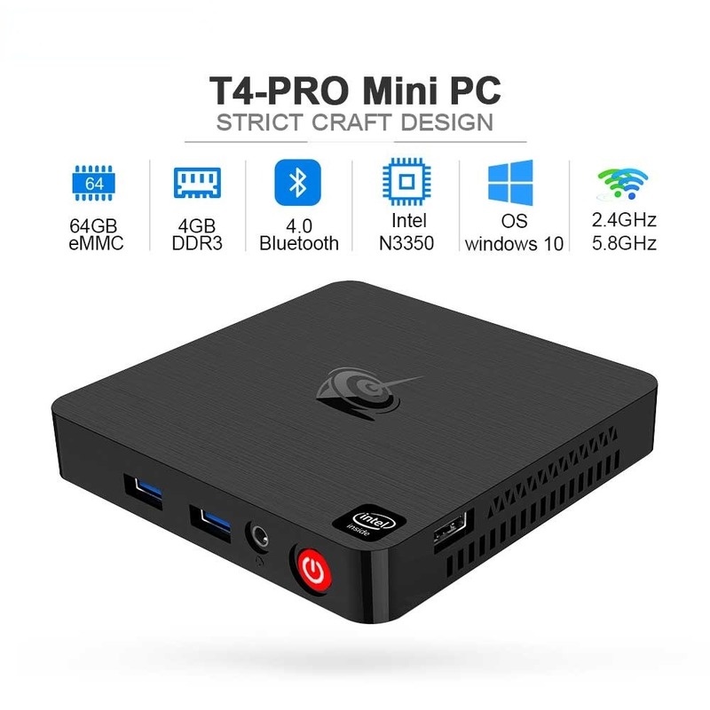 (Ponto Genuíno) 4Gb SSD 64 4 Mini PC CPU Display De Computador Wi-Fi Bluetooth T4 Pro N3355 Full ...