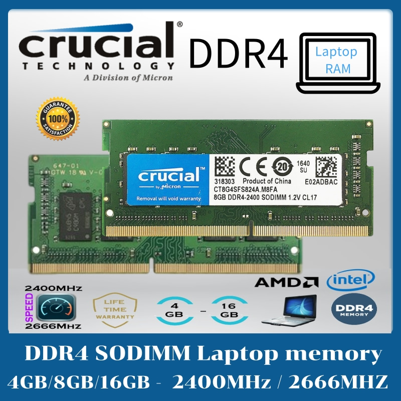 Crucial 4 Gb/8/16 De Memória Notebook RAM DDR4 Sovenm 2133/2400/2666/3200 Mhz 260Pin 1.2 V PC4 ...