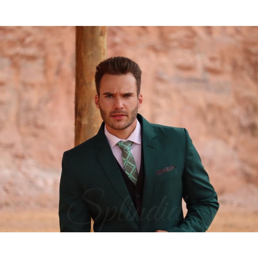 Terno Slim Verde Escuro Diferenciado Para Eventos | Shopee Brasil