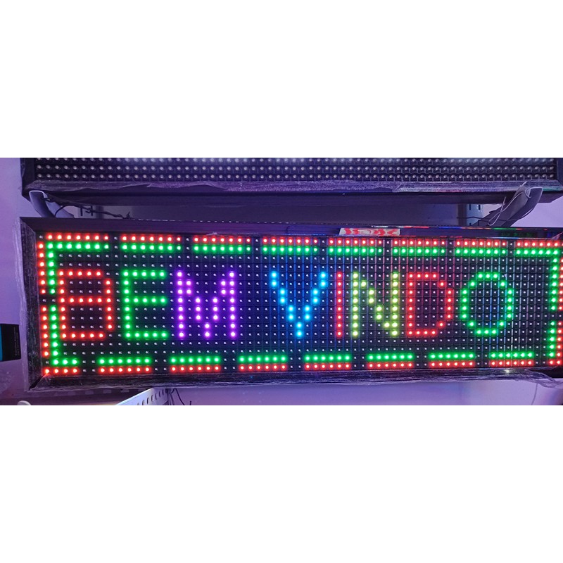 Painel de led letreiro digital p10 70x20cm rgb colorido interno bivolt ...