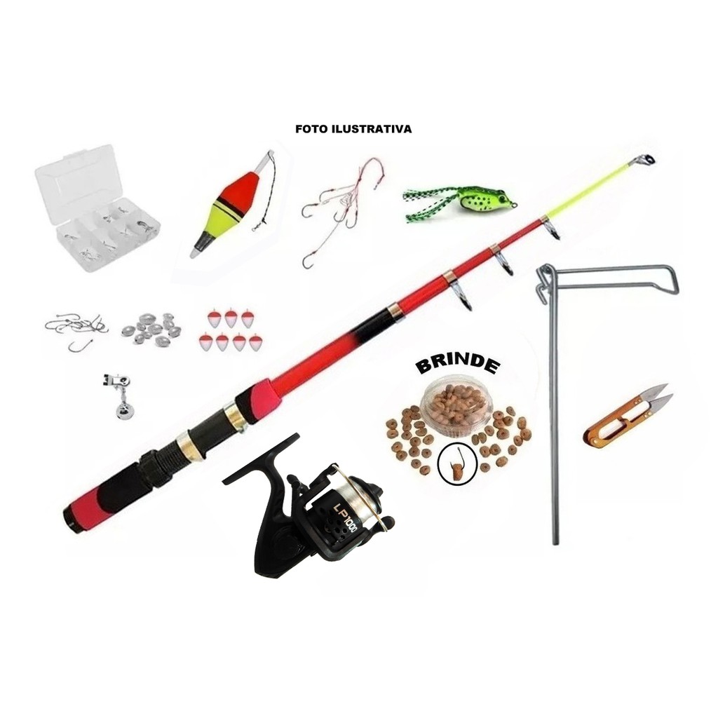 Kit de Pesca Completo Para Iniciantes Ótimo P/ Pesqueiro Rios Lagos ...