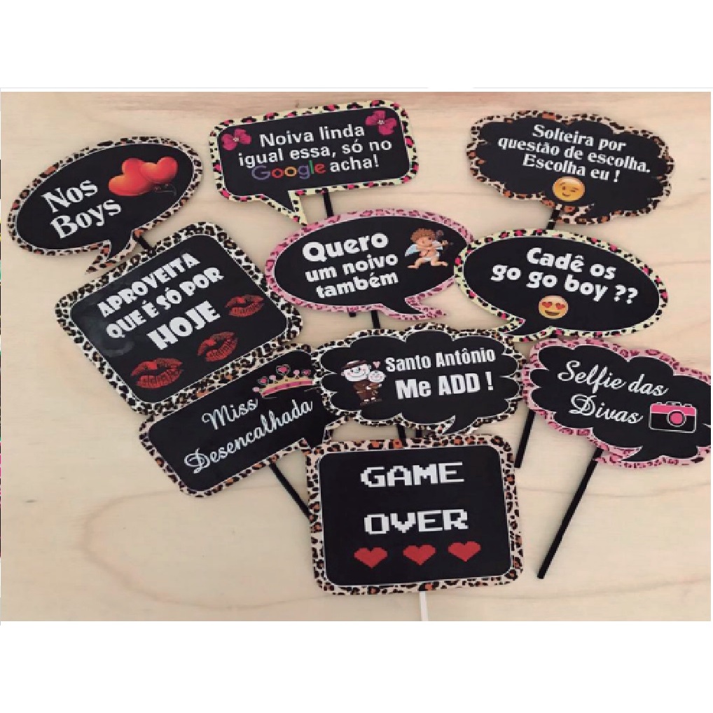Plaquinhas Divertidas P/Foto C/ Palito - 10 Un. | Shopee Brasil