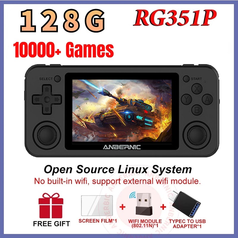 Spot-128G ANBERNIC RG351P Retro Game Console RK3326 Linux System PC Shell PS1 Game Player ...
