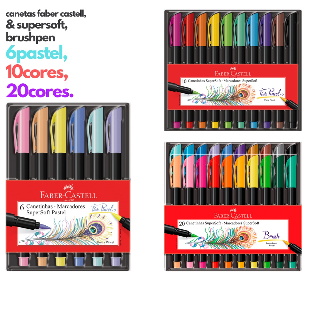 Caneta Super Soft Pen Preto 1.0mm Ponta Média Faber -Castell - Faz a Boa!