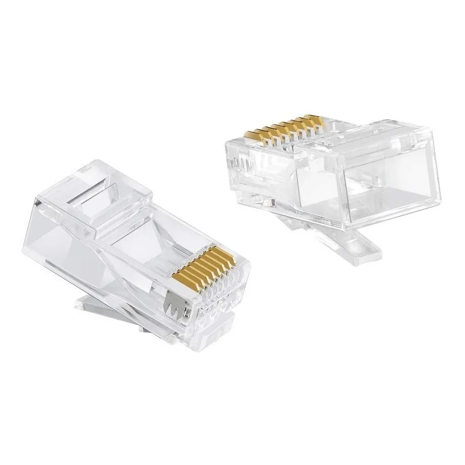 Conector Rj45 8p8c Cat5e Gigabit Ethernet Com 100 Unidades | Shopee Brasil