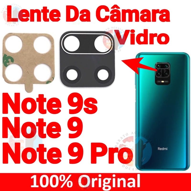 Lente Vidro Câmera Traseira Redmi Note 9 / Note 9s / Note 9 Pro ...