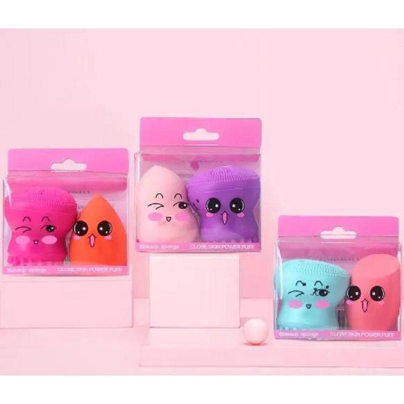 Kit Esponja Limpeza Facial Polvo + Esponja Gota | Shopee Brasil